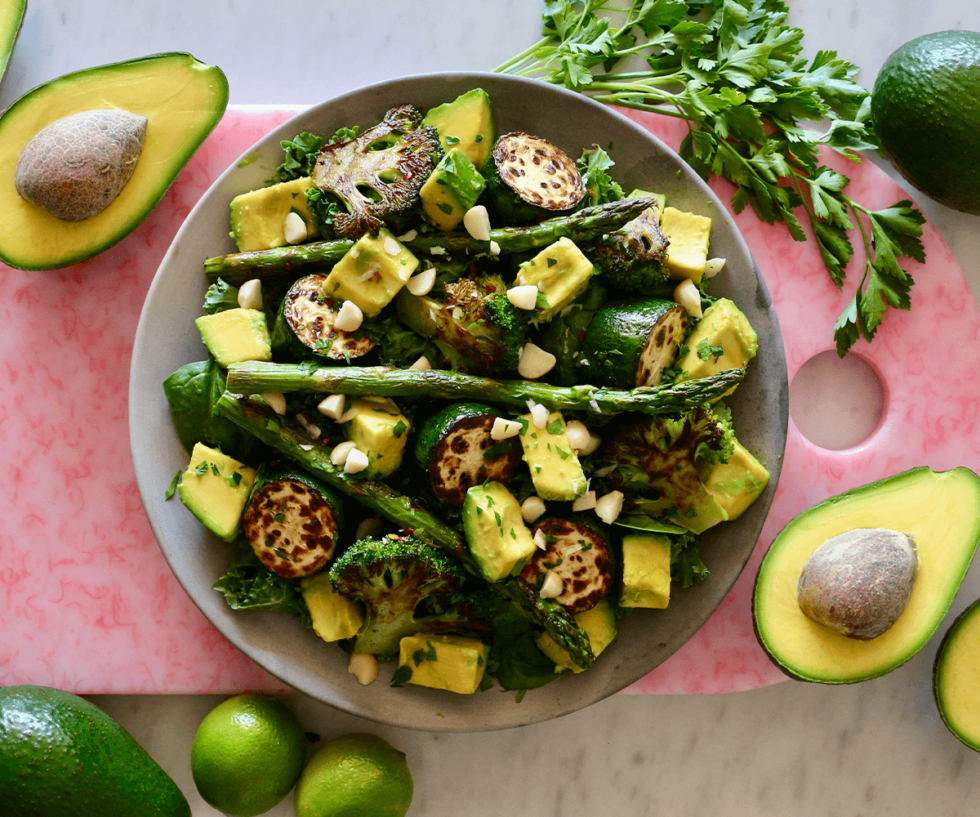 Shepard Avocado Supergreens Salad with charred greens - Australian Avocados